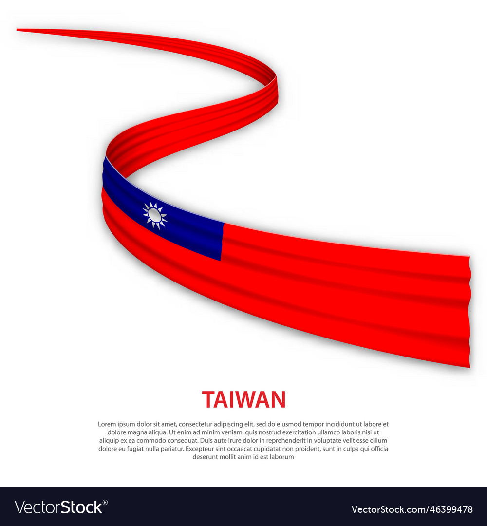 Waving ribbon or banner with flag of taiwan Vector Image