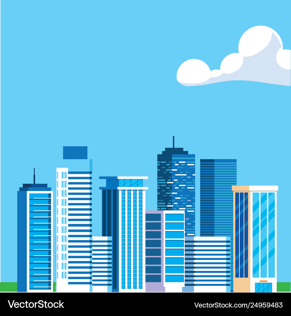 Buildings metropolis cityscape scene Royalty Free Vector