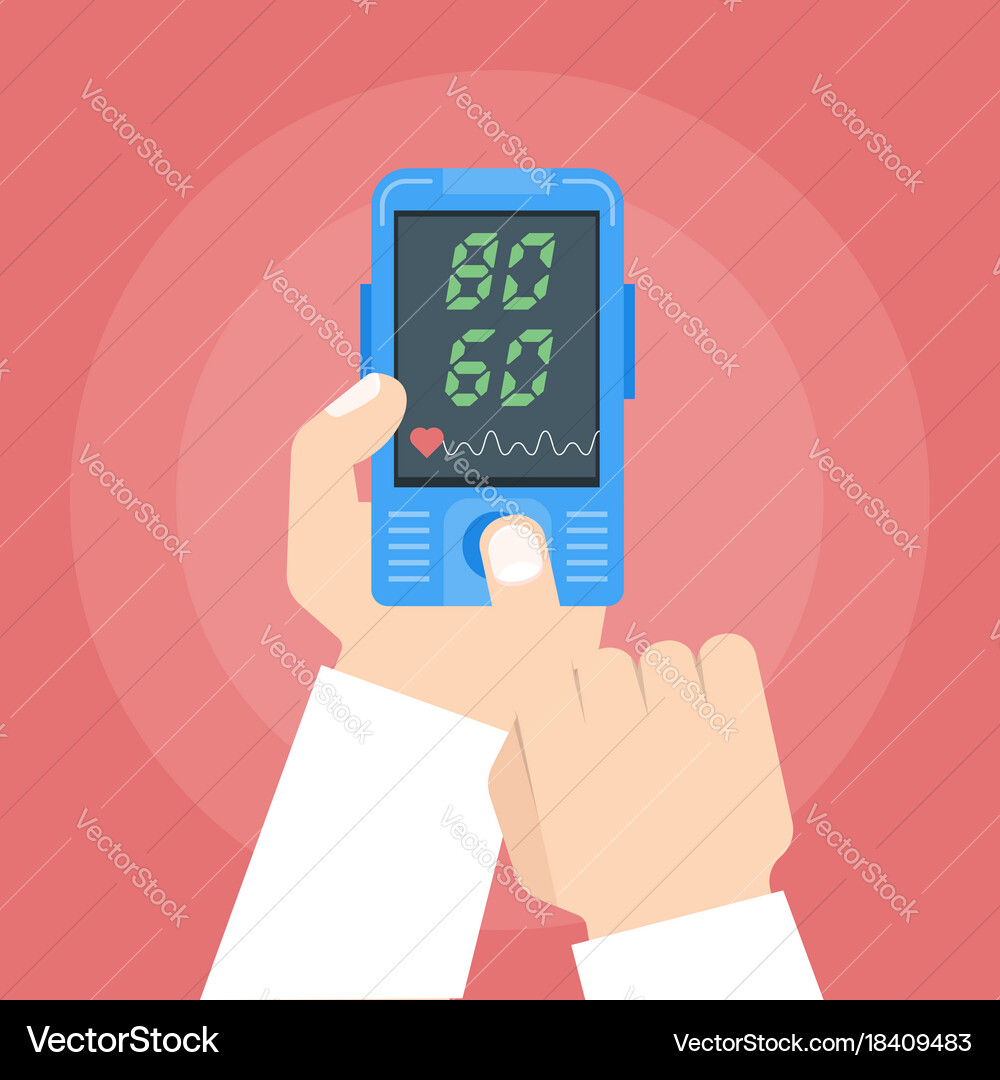 Doctor checking heart rate pulse oximeter Vector Image