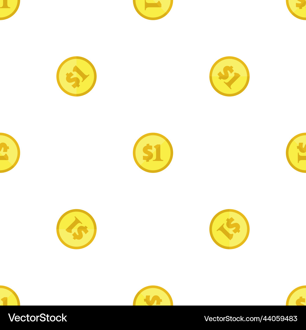 Golden one dollar coins seamless pattern Vector Image