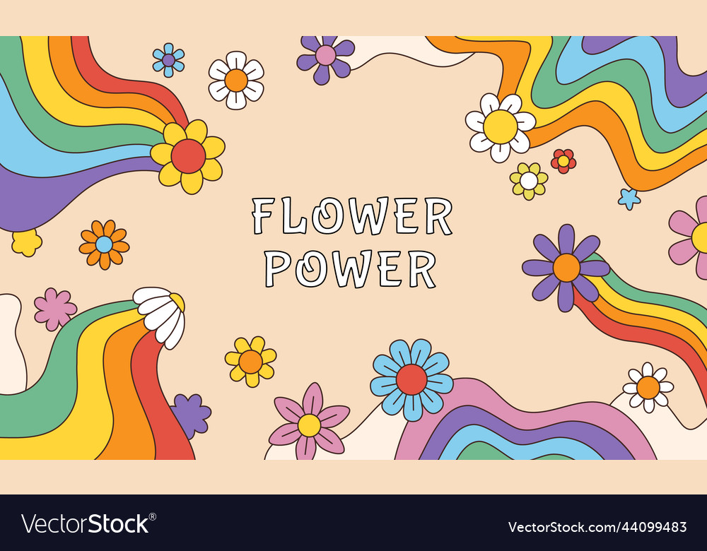Groovy psychedelic flower power frame abstract Vector Image