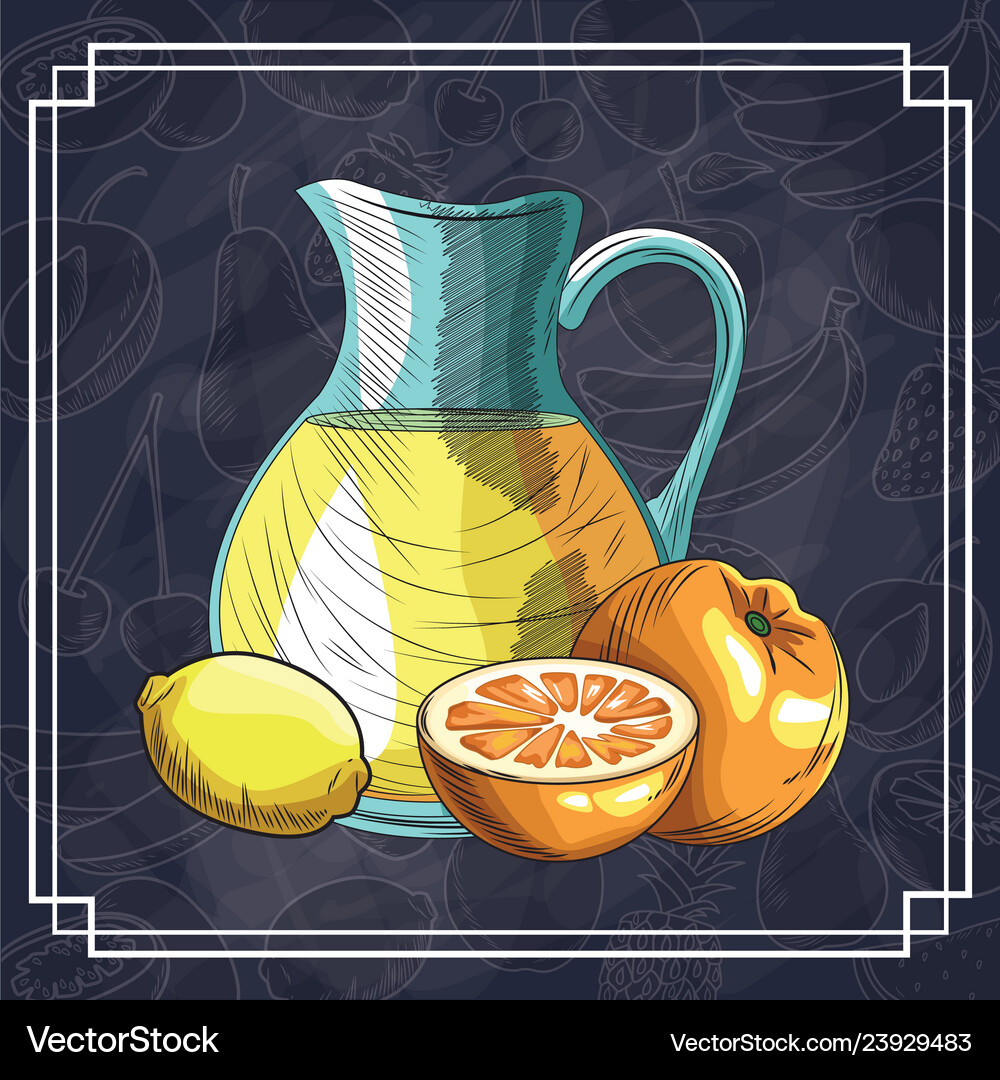Hand drawn fruits punch Royalty Free Vector Image