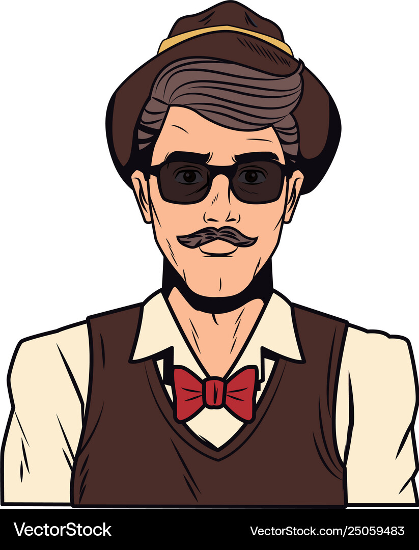 Hipster man pop art cartoon Royalty Free Vector Image