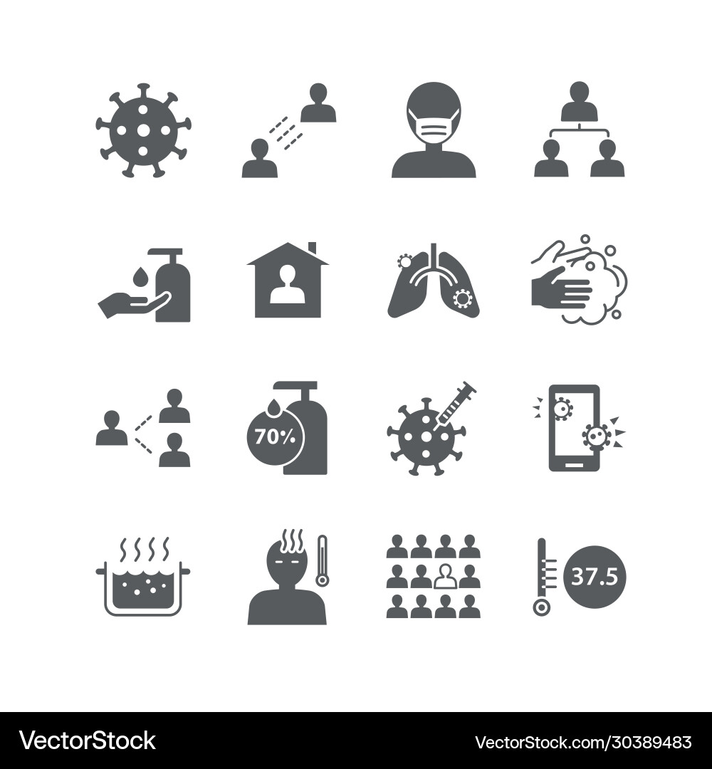 Icons set coronavirus covid-19 design Royalty Free Vector