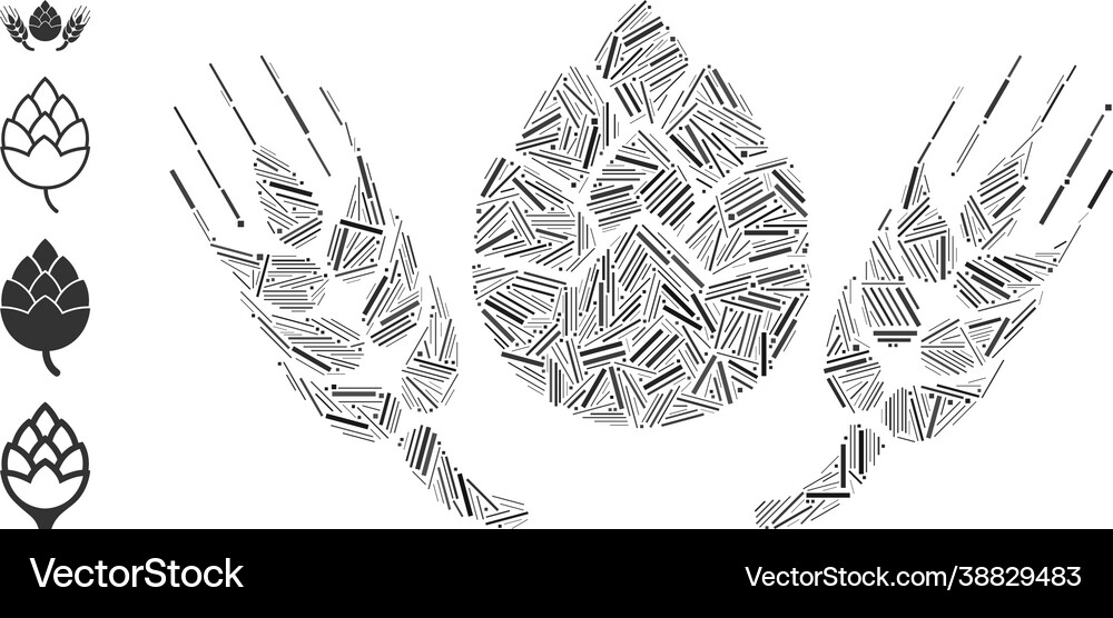 Linear beer components icon collage Royalty Free Vector