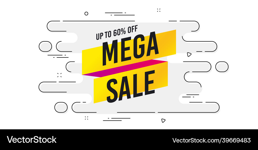 Mega sale sticker discount banner shape Royalty Free Vector