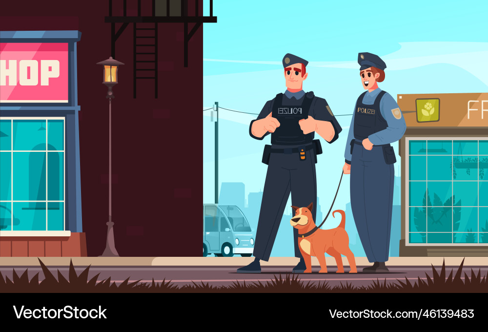 Police cartoon scene Royalty Free Vector Image