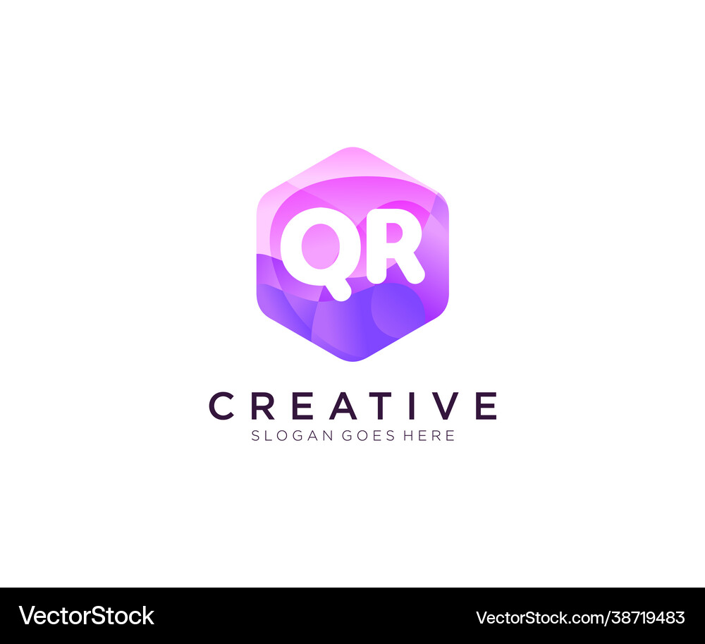 Qr initial logo with colorful hexagon modern Vector Image