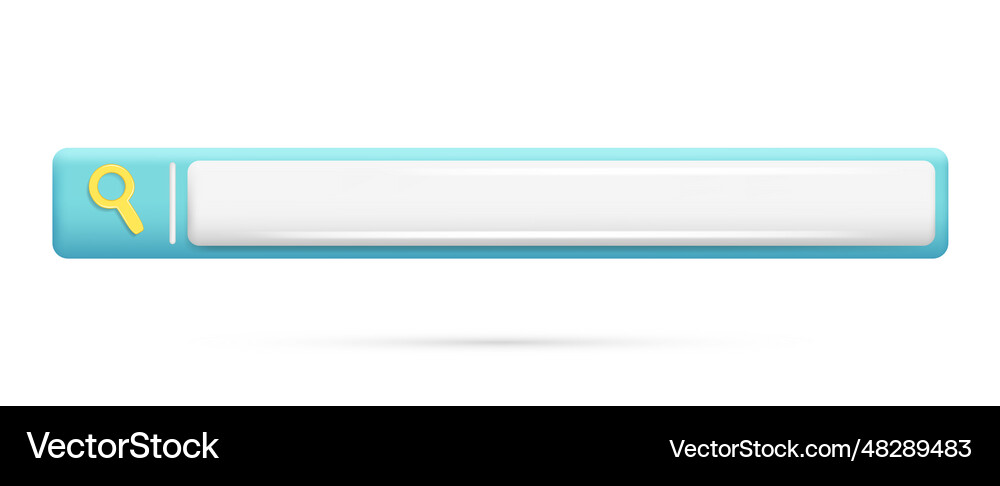 Realistic 3d blue and white search bar magnifying Vector Image