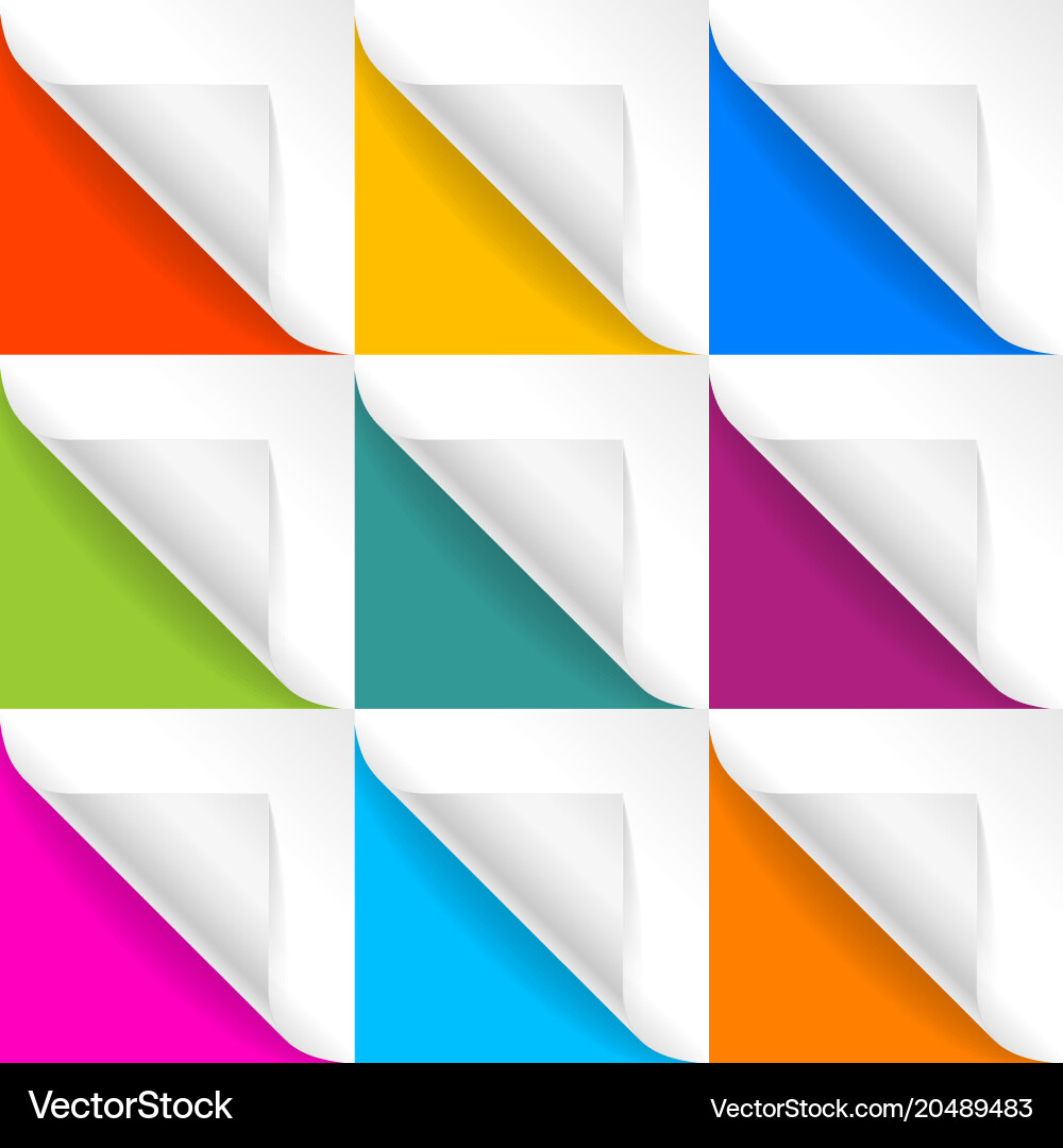 Realistic detailed 3d white curved corner set Vector Image