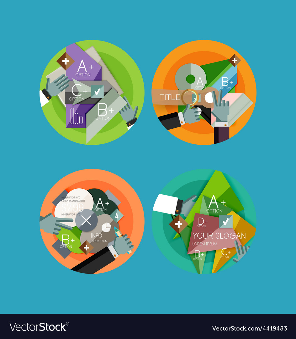 Set of flat design circle infographic icons Vector Image