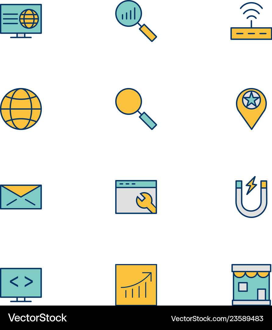 Set of seo search engine optimization icons Vector Image