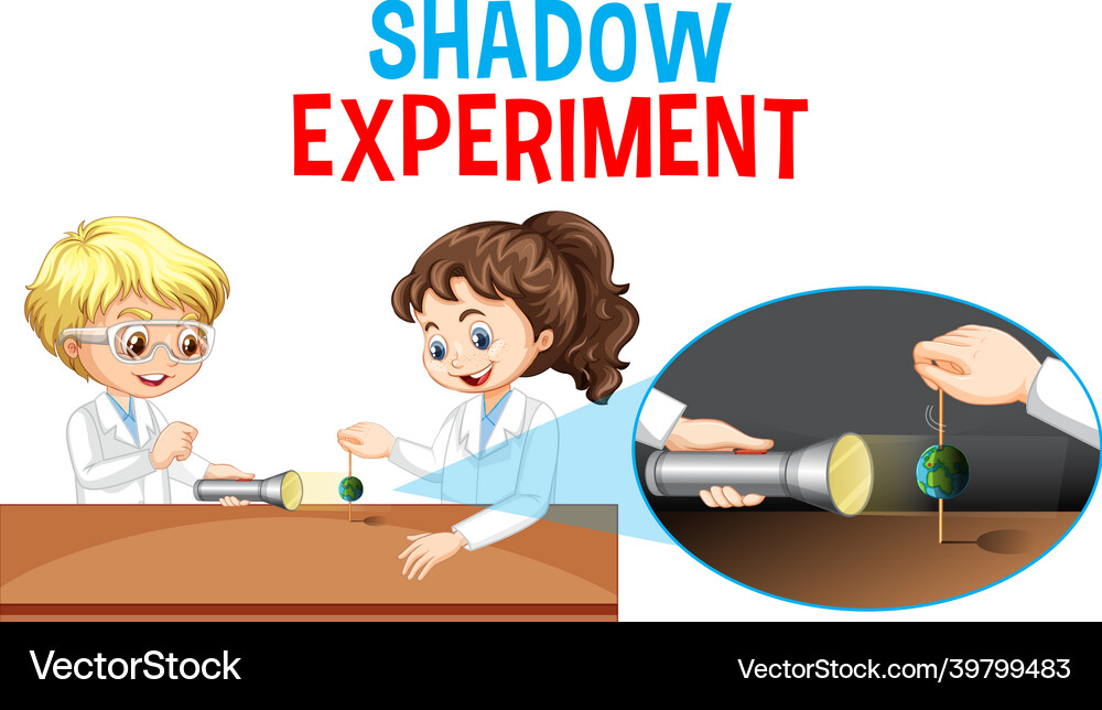Shadow experiment with scientist kids cartoon Vector Image