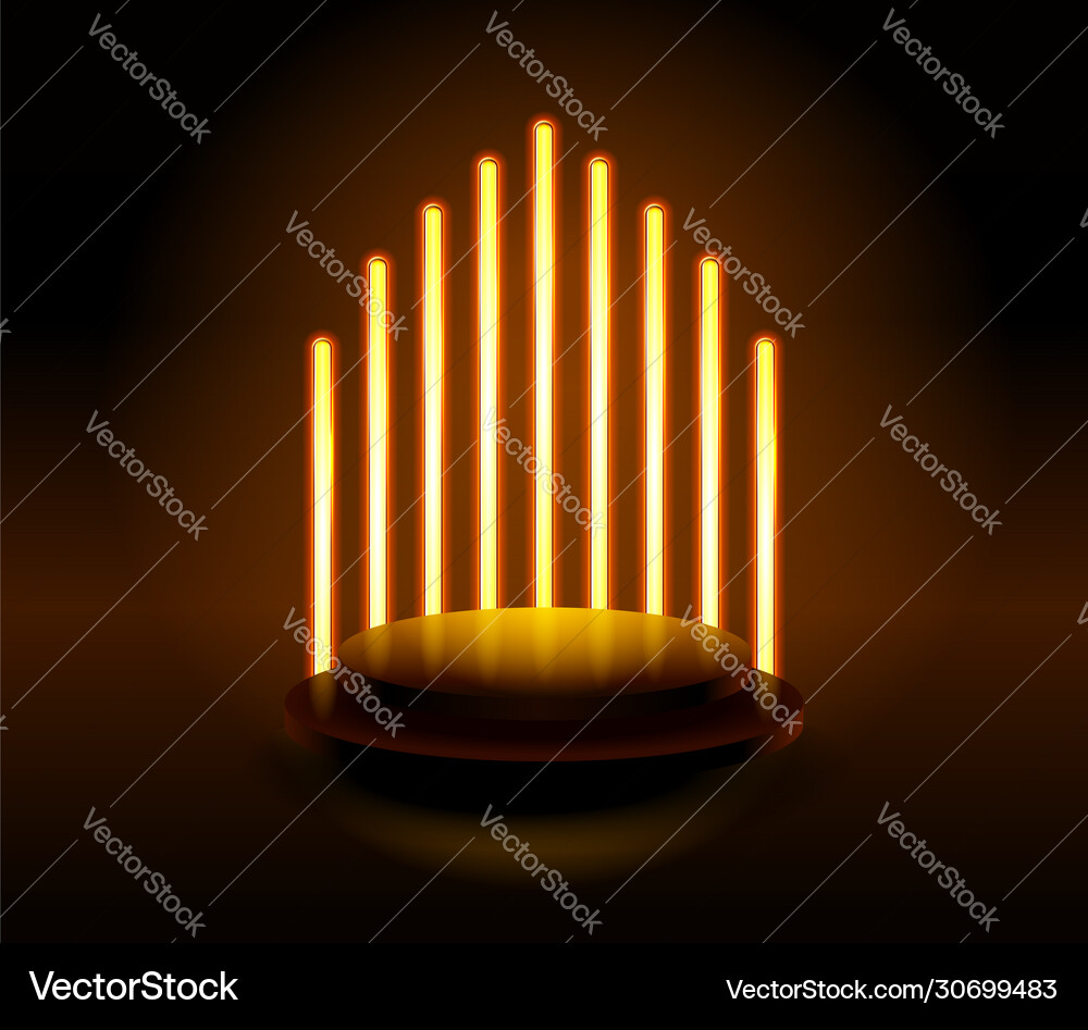 Stage podium with lighting neon show light scene Vector Image