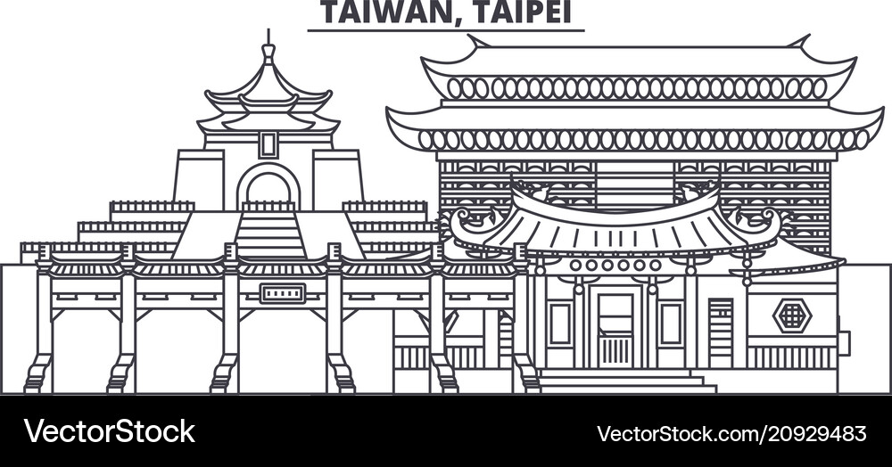 Taiwan taipei line skyline Royalty Free Vector Image