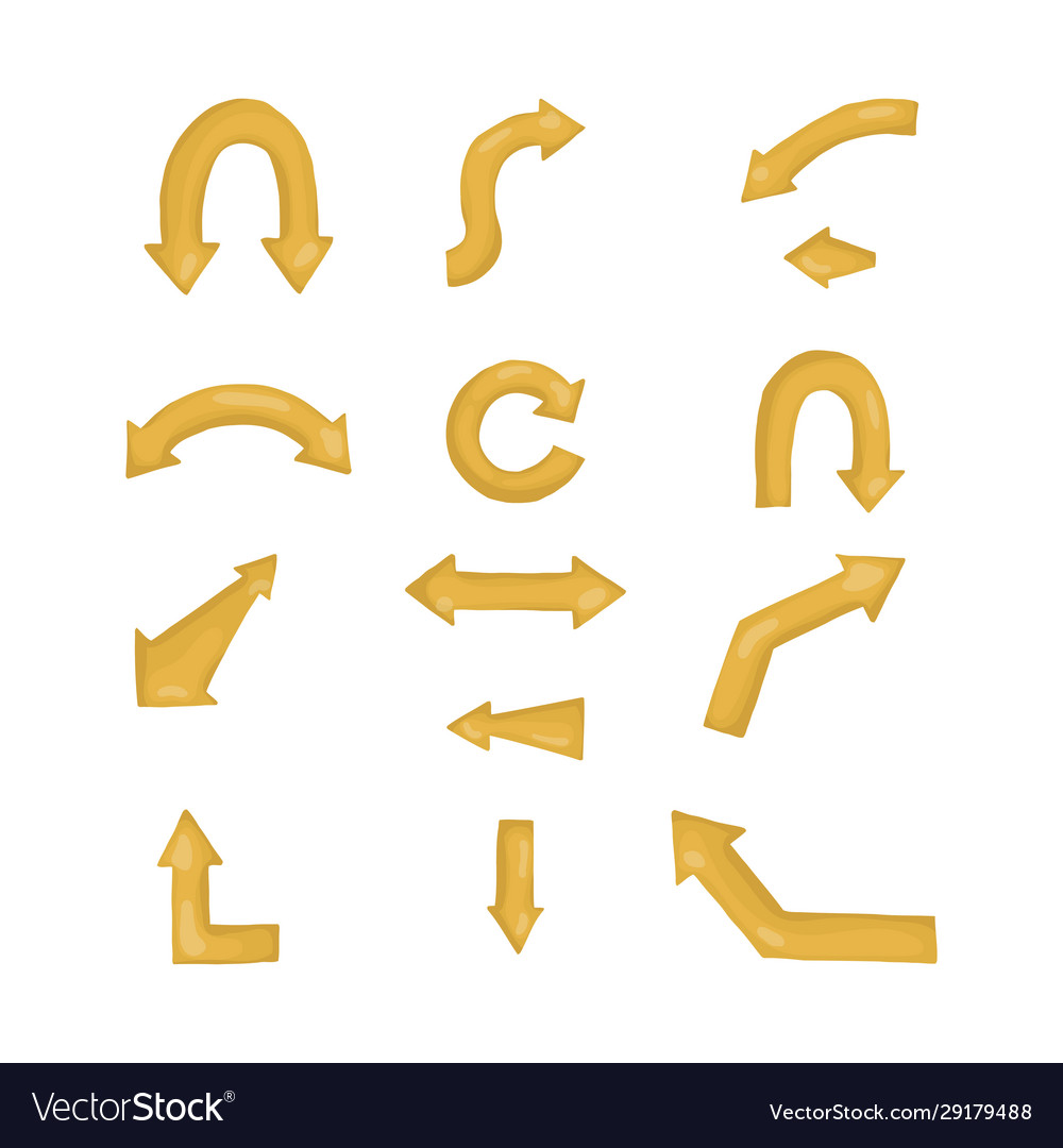 Arrow yellow icons set Royalty Free Vector Image