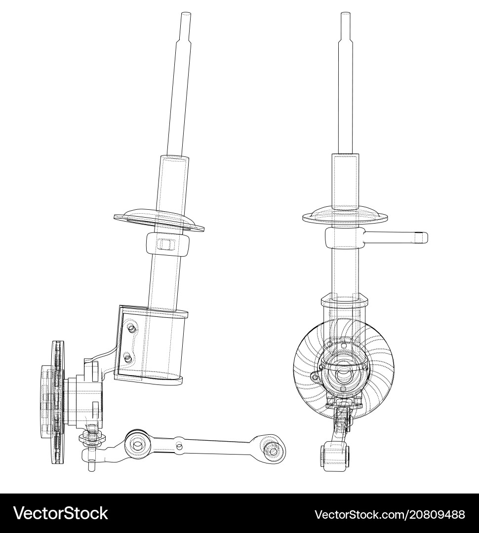 Car dampers with brake disc outline Royalty Free Vector