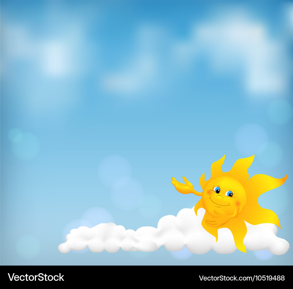 Cartoon Sun in Blue Sky Royalty Free Vector Image