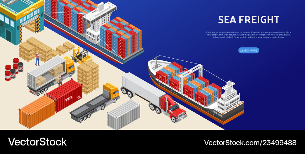 Freight transport in cargo port Royalty Free Vector Image