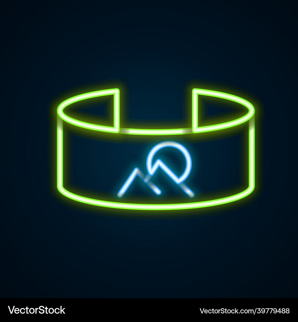 Glowing neon line 360 degree view icon isolated Vector Image