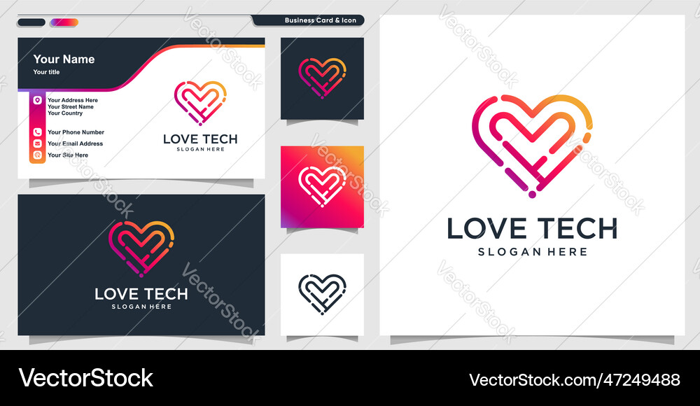 Love logo with technology line art style Vector Image