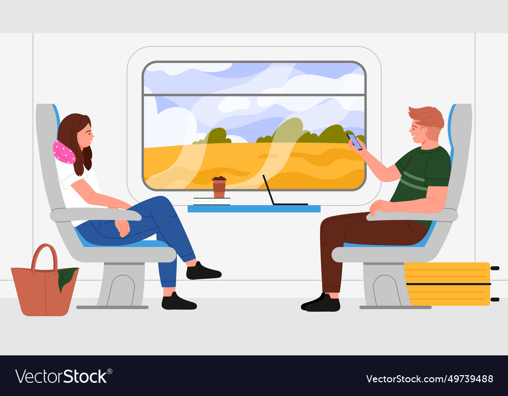 man-and-woman-travel-in-train-compartmentscene-vector-image