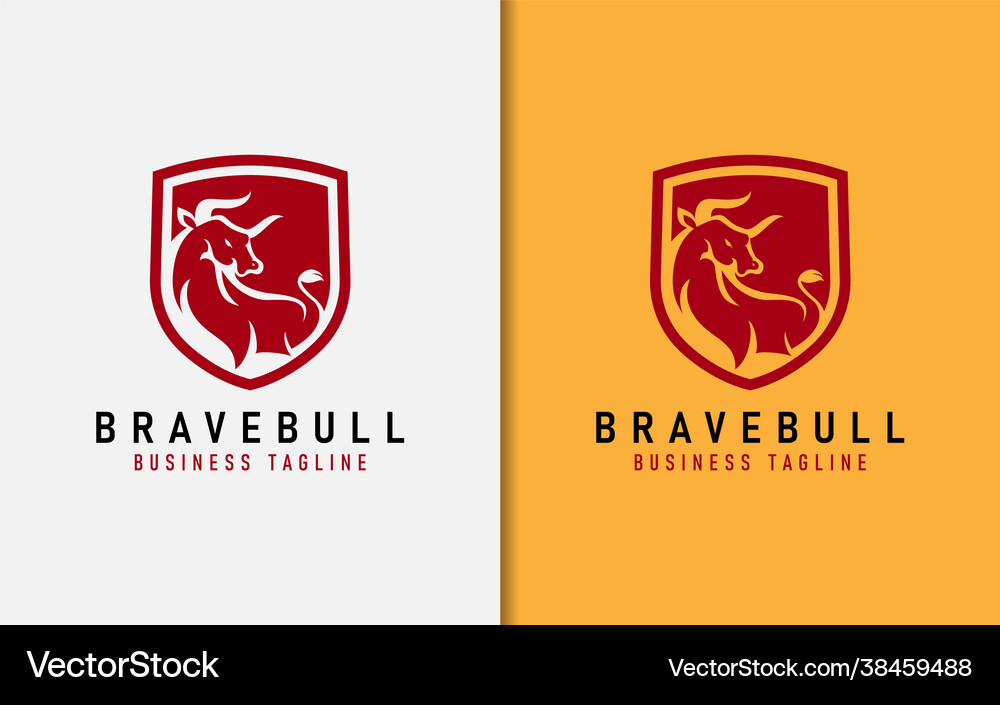 Red brave bull silhouette and abstract emblem Vector Image