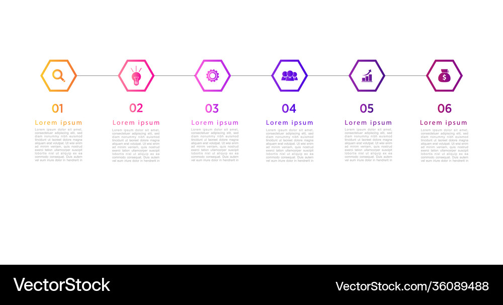 Six steps infographics with main option business Vector Image