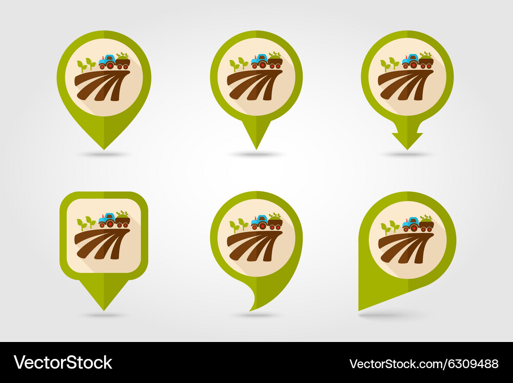Tractor on field harvest seedling map pin icon Vector Image