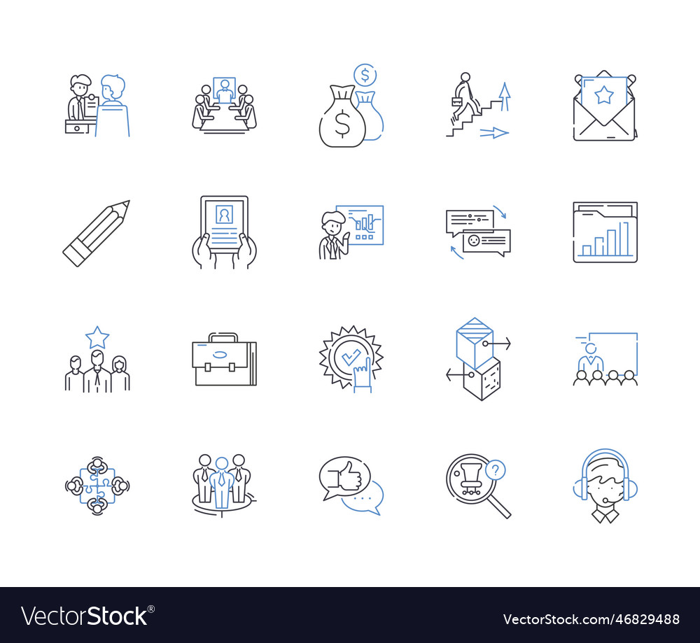 Workforce optimization line icons collection Vector Image
