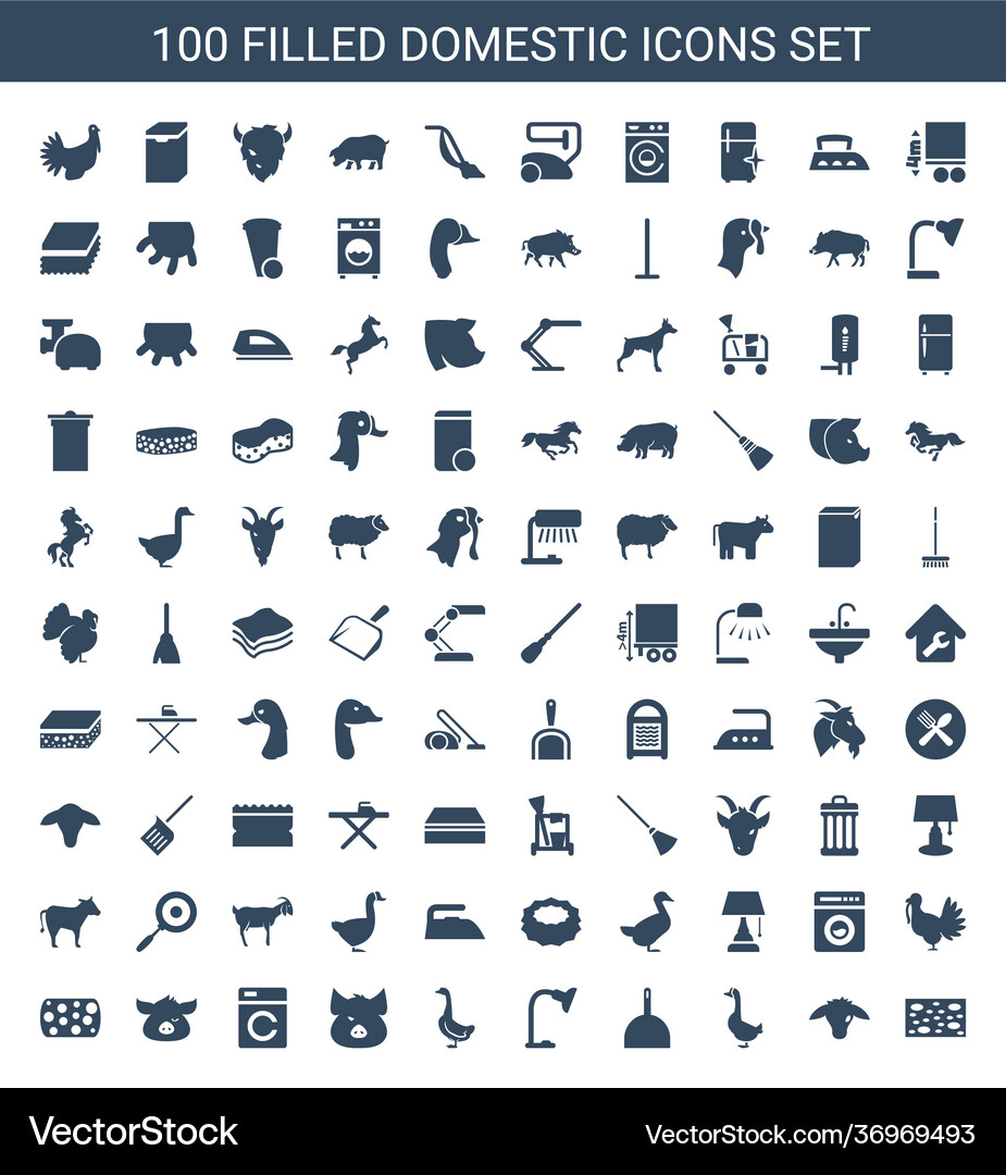 100 domestic icons Royalty Free Vector Image - VectorStock