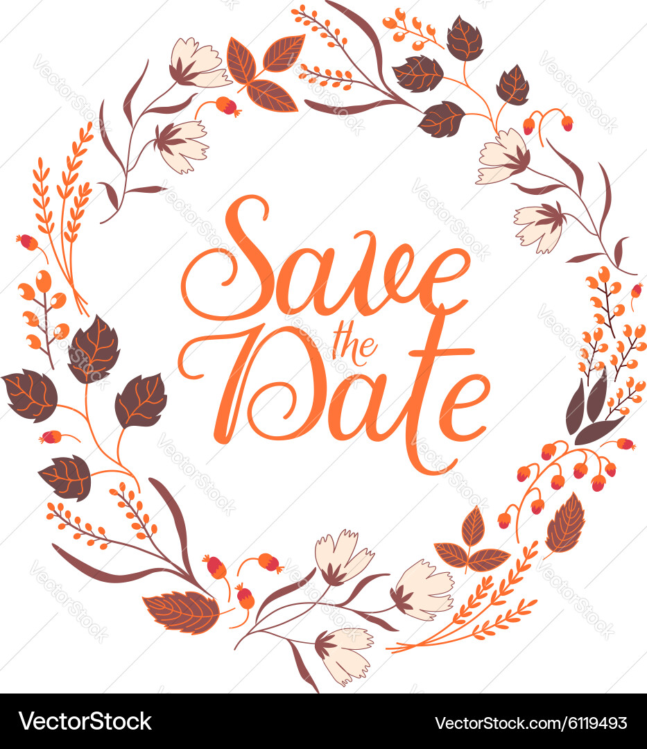 Autumn wedding floral frame collection sign Vector Image
