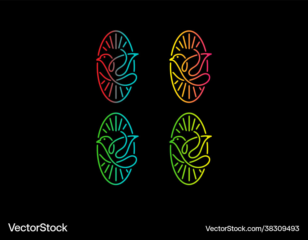 Colorful gradient color bird tattoo Royalty Free Vector