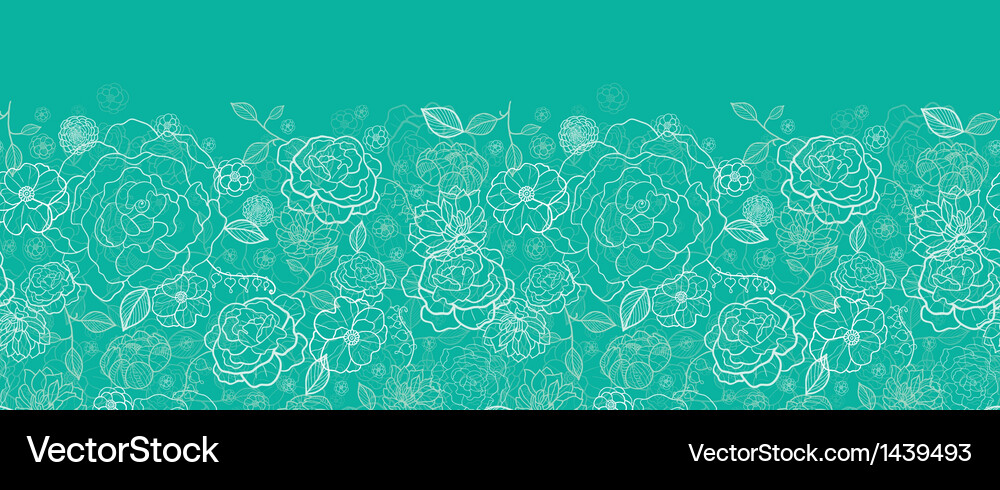 Emerald green floral lineart horizontal seamless Vector Image