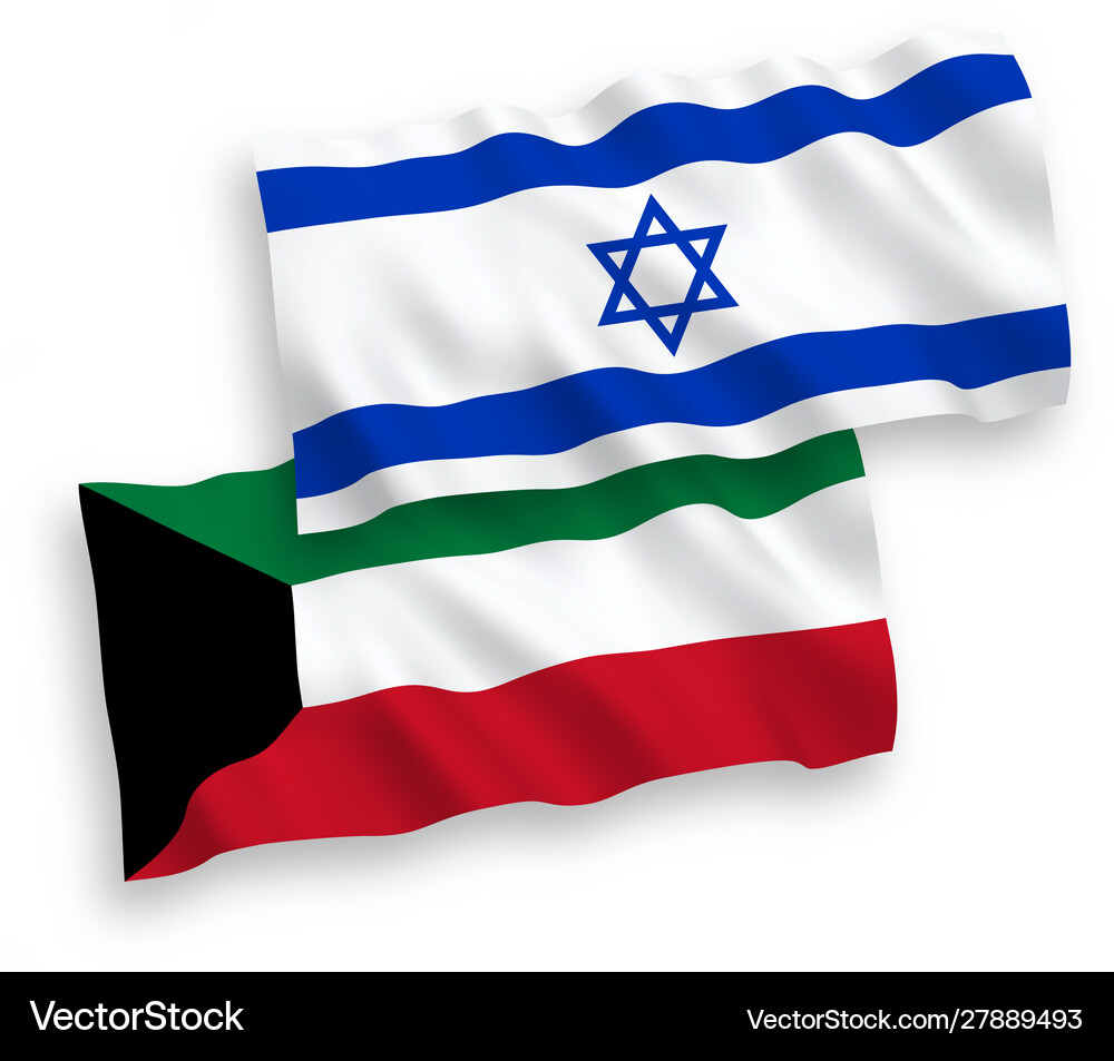 Flags kuwait and israel on a white background Vector Image