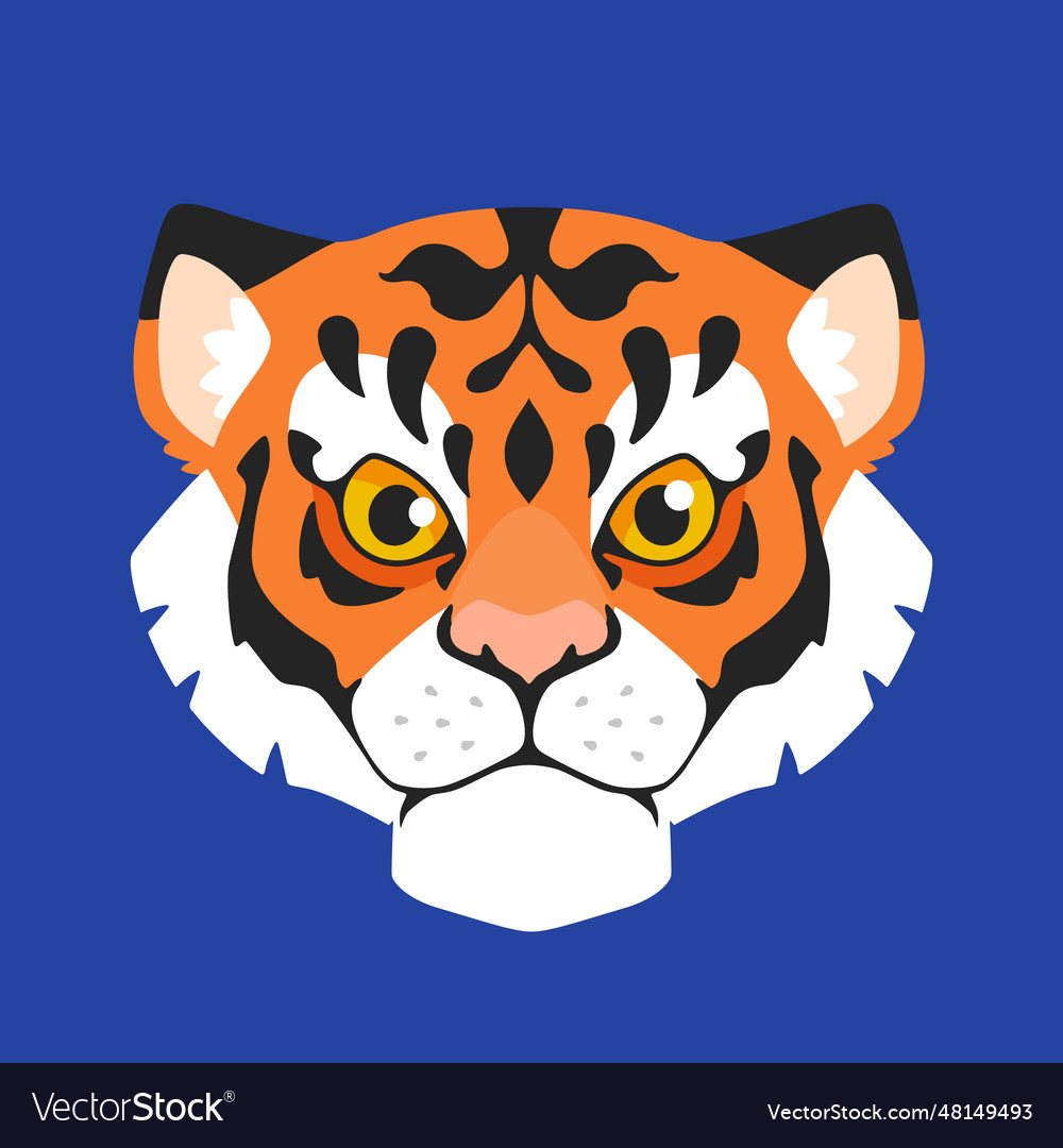 Flat design tiger face Royalty Free Vector Image