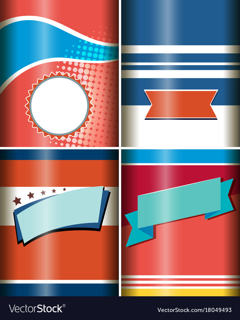 Four label designs in red and blue Royalty Free Vector Image