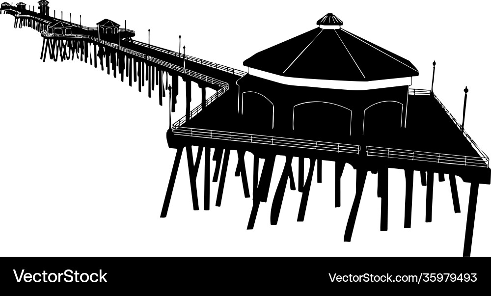 Huntington beach pier silhouette Royalty Free Vector Image