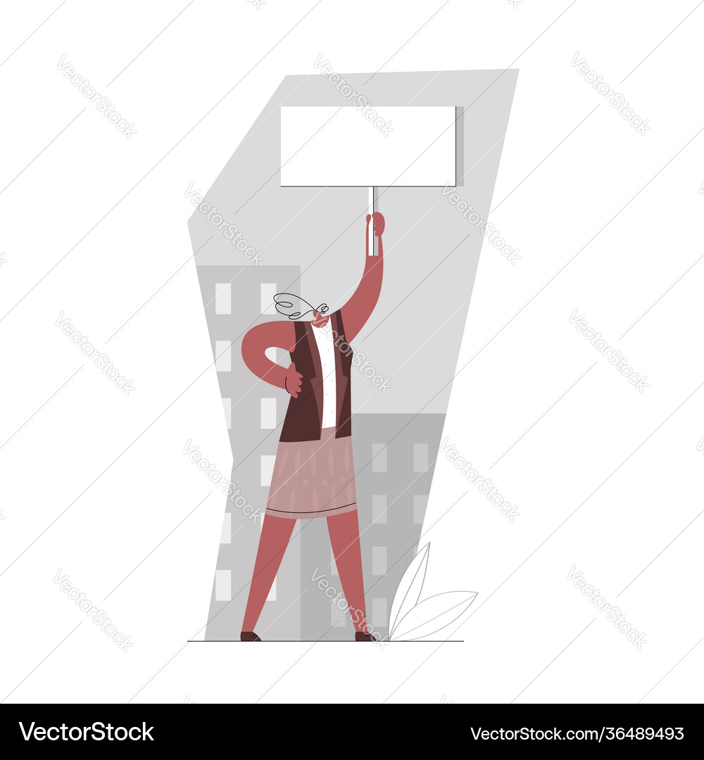 Image character with banner poster on stick Vector Image