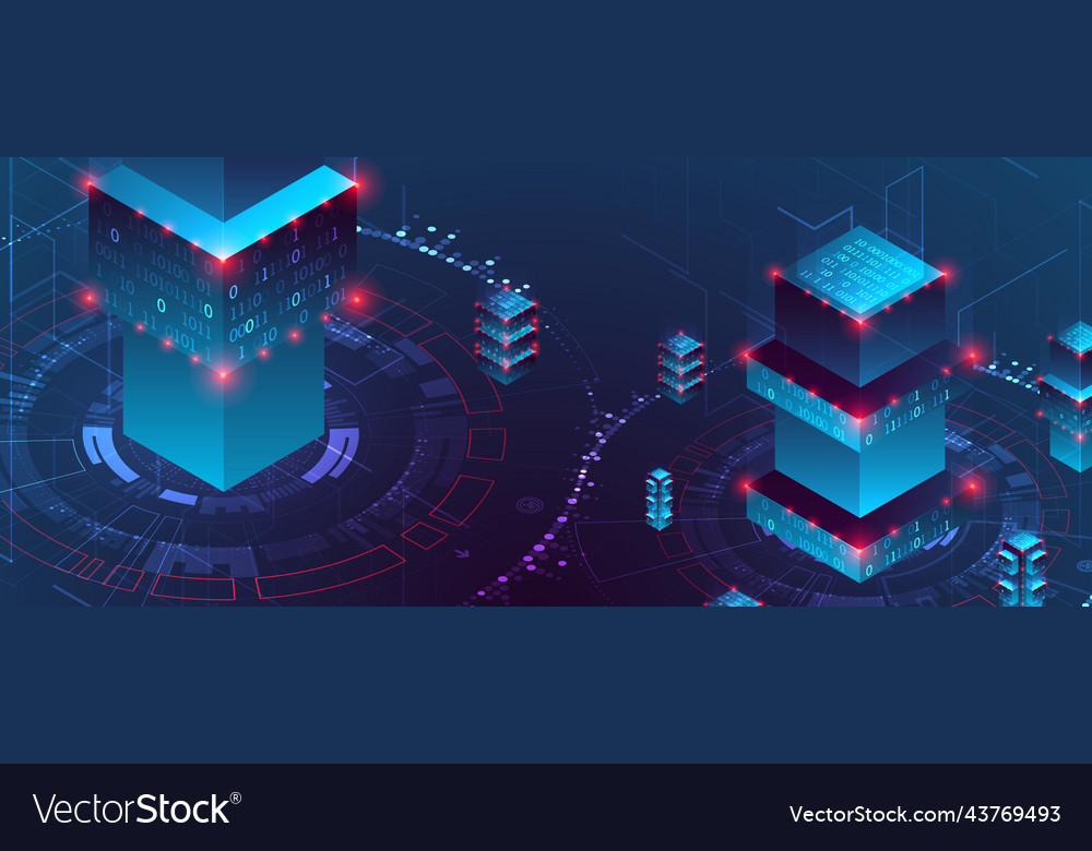 Isometric Big Data Concept Database Abstract Vector Image