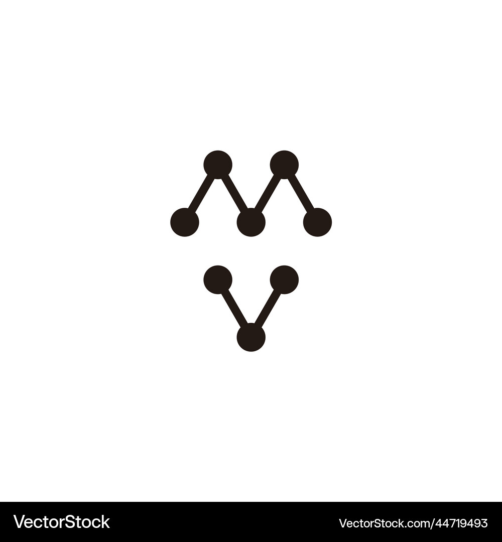 Letter m and v heart molecules geometric symbol Vector Image