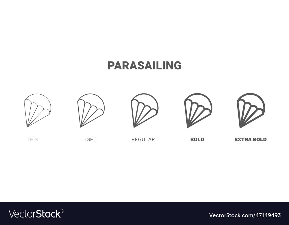 Parasailing icon thin regular bold and more style Vector Image Parasailing icon thin regular bold and more style Vector Image