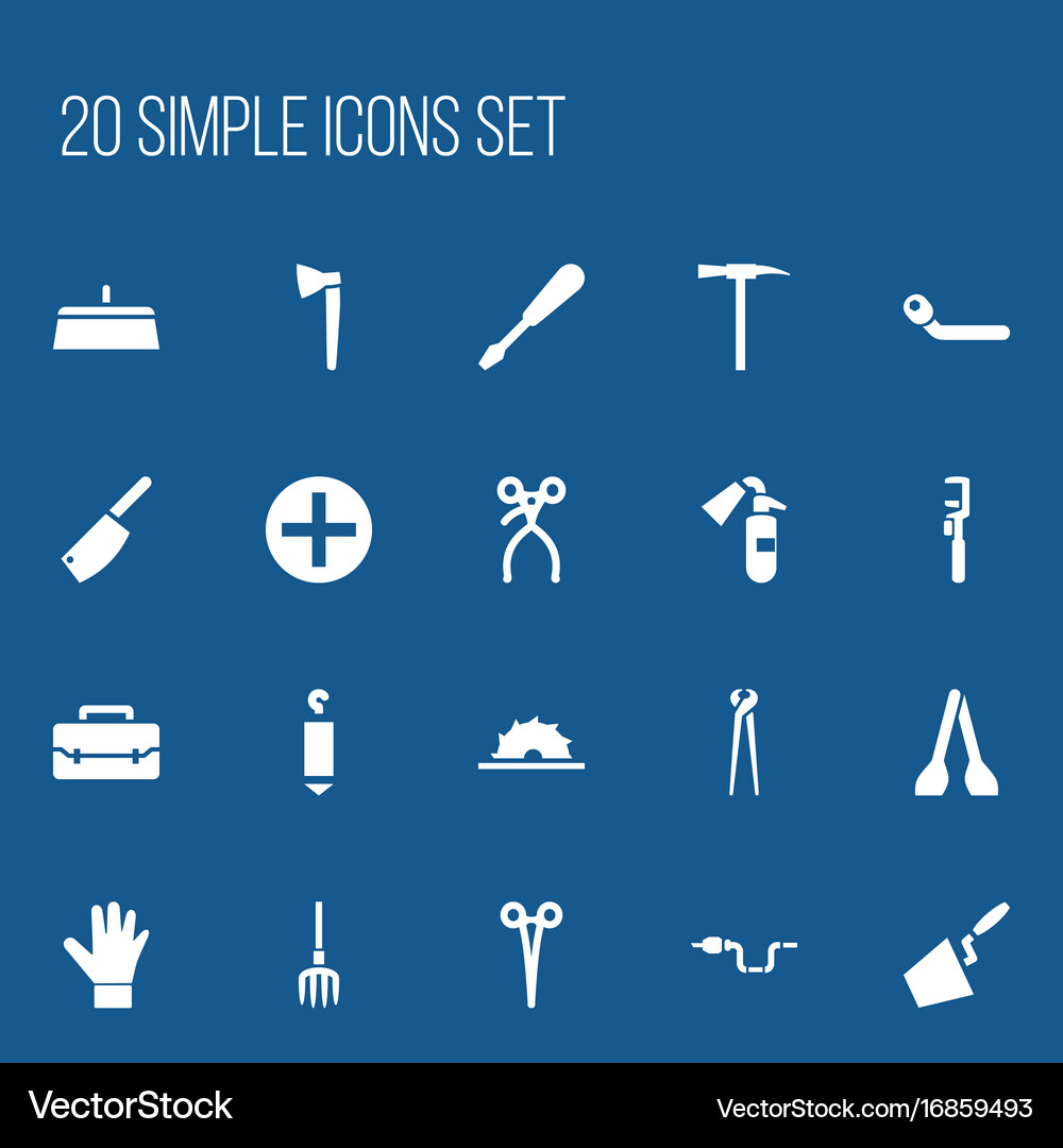Set of 20 editable equipment icons includes Vector Image