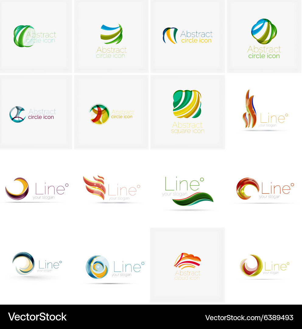 Set of abstract wavy elements circles swirls Vector Image