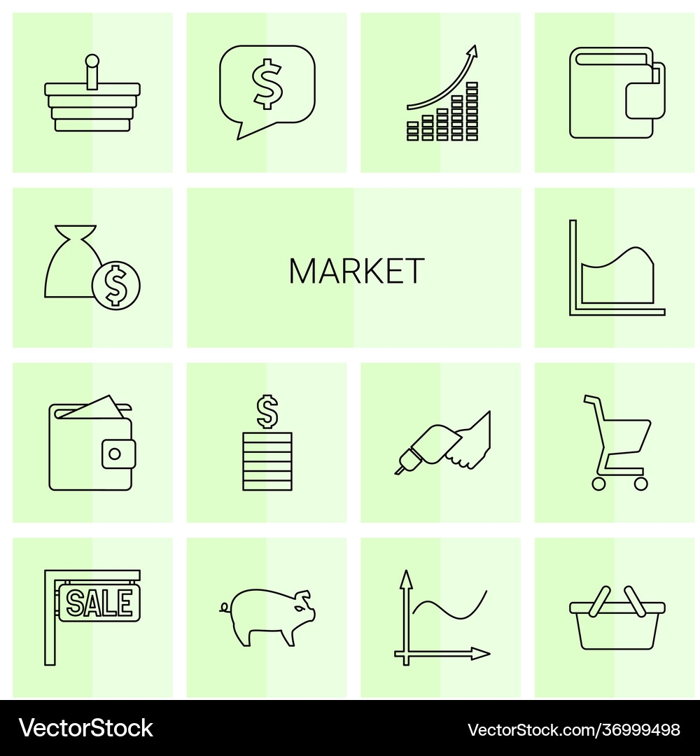 14 market icons Royalty Free Vector Image - VectorStock