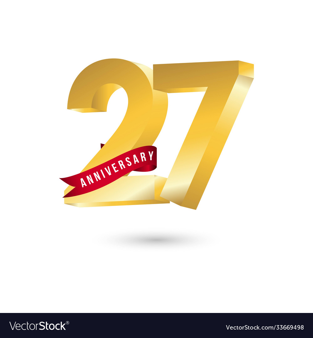 27 year anniversary template design Royalty Free Vector