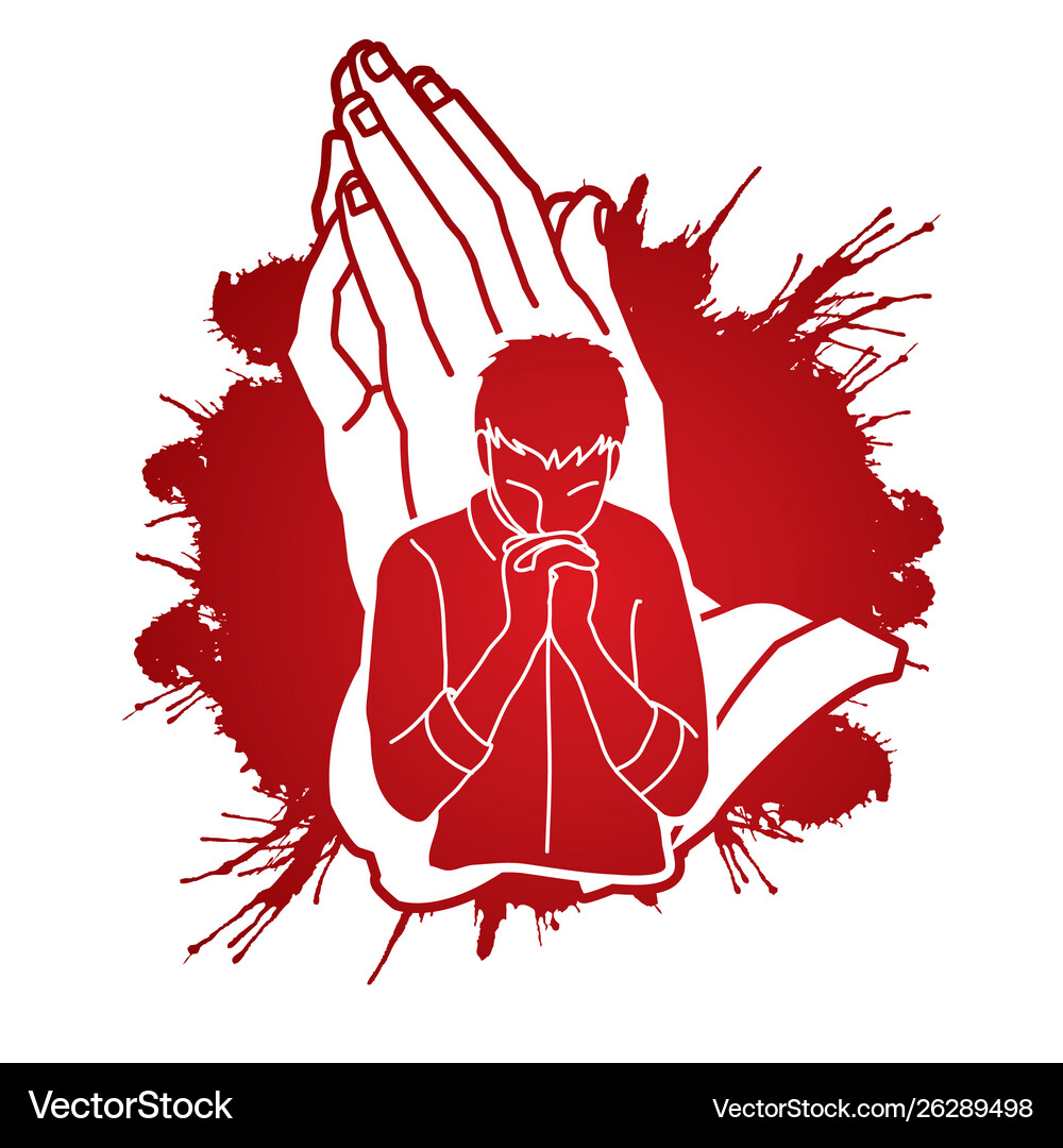 A man prayer cartoon graphic Royalty Free Vector Image