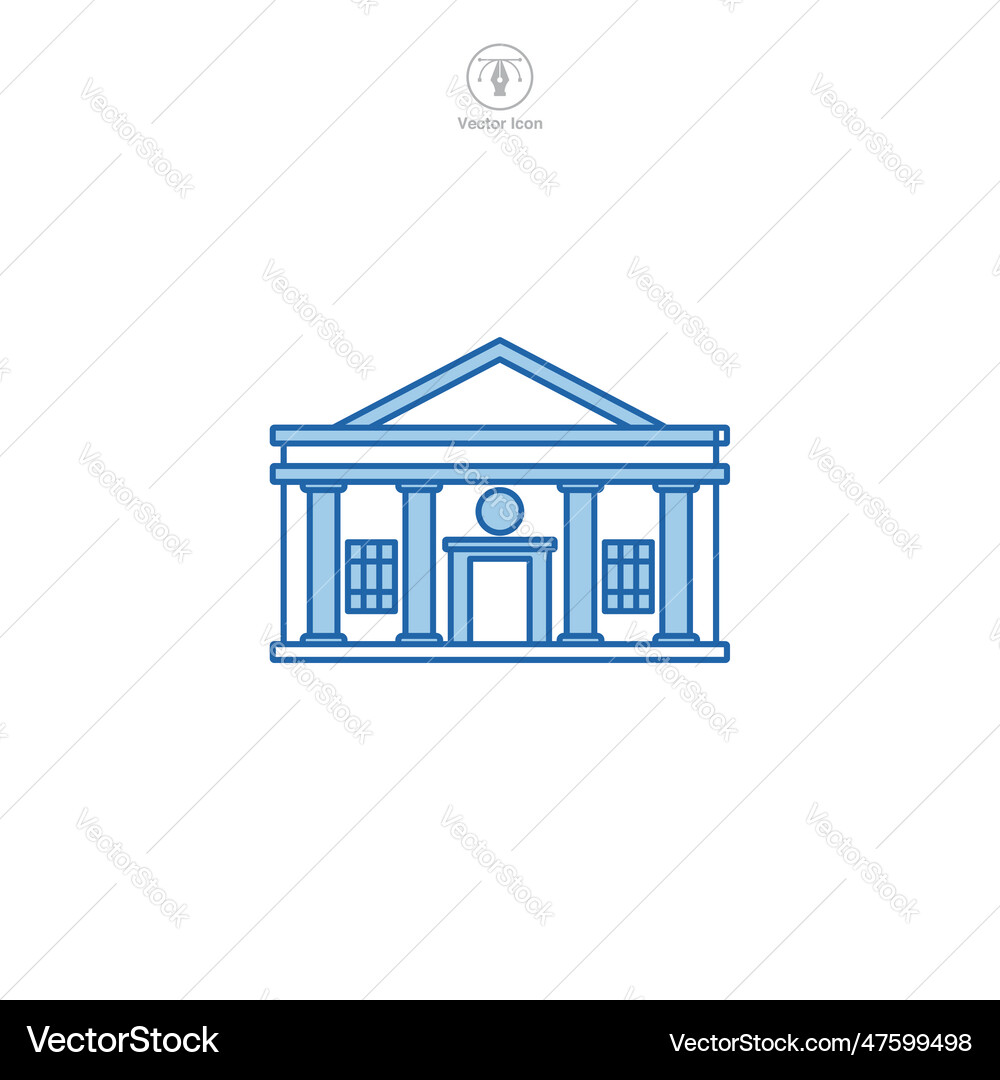 Bank icon depicts a stylized financial Royalty Free Vector
