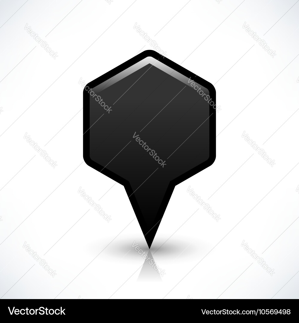 Black blank map pin sign hexagon location icon Vector Image