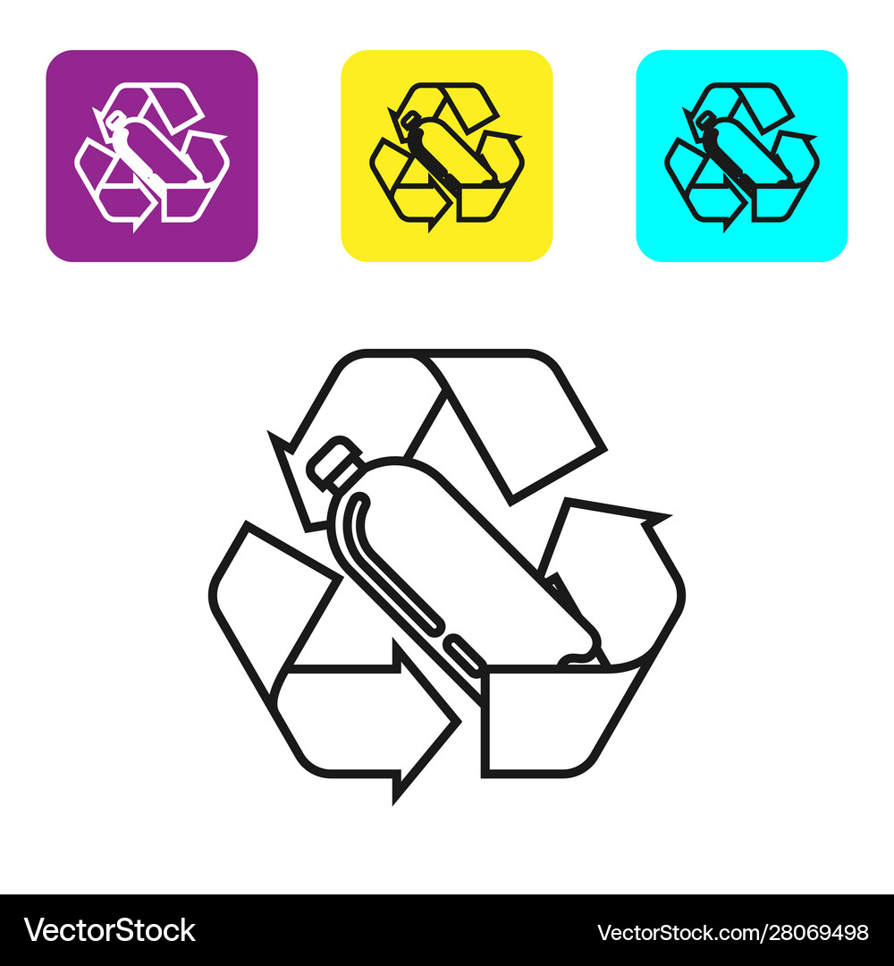 Black line recycling plastic bottle icon isolated Vector Image